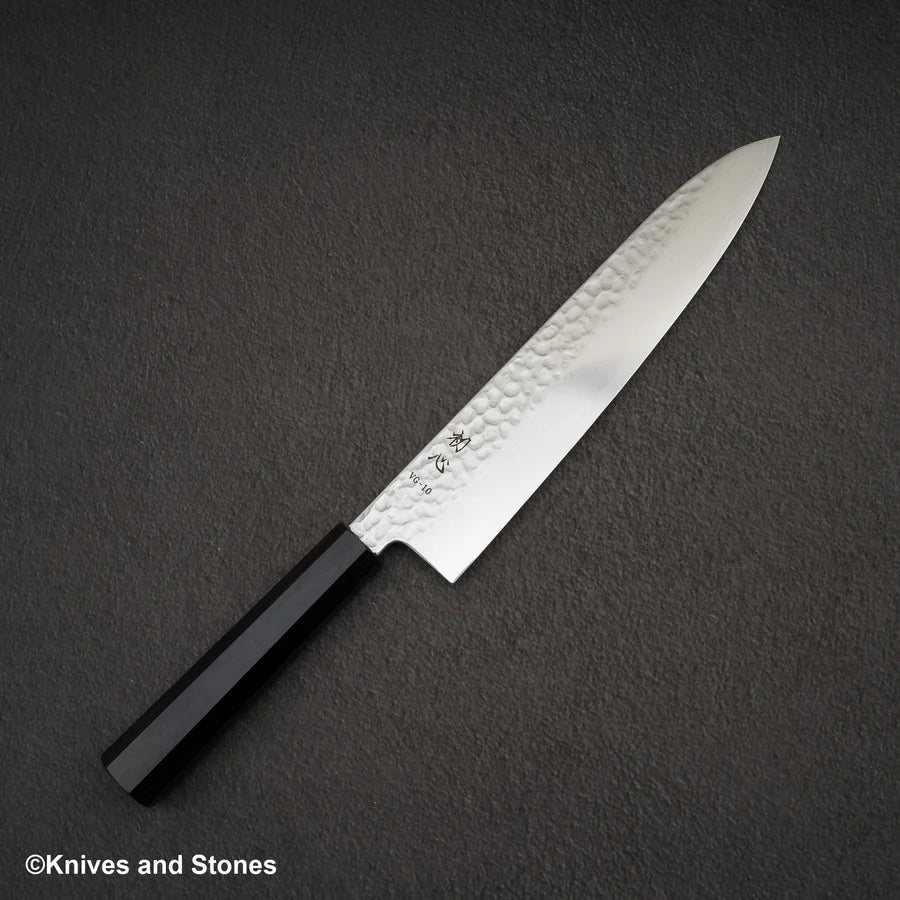 Hatsukokoro Hayabusa VG10 Damascus Tsuchime Gyuto 240mm Ebony Handle ...